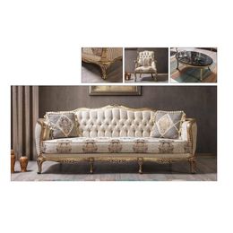 JVmoebel Wohnzimmer-Set Luxus Sofagarnitur 3+1+1 Sitzer Couchtisch Sofas Sitzer Stoff Neu
