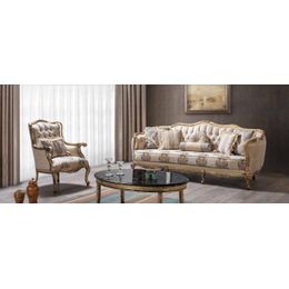 JVmoebel Wohnzimmer-Set Luxus Sofagarnitur 3+1 Sitzer Couchtisch Sofas Sitzer Stoff 3tlg.