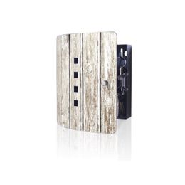 Banjado Schlüsselkasten Edelstahl Weißes Holz (verstellbarer Magnetverschluss