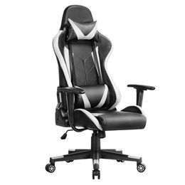 Yaheetech Gaming-Stuhl, Ergonomisches Design mit Kopfstütze und Lendenkissen
