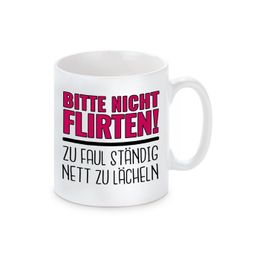 Herzbotschaft Tasse Kaffeebecher mit Motiv Bitte nicht Flirten