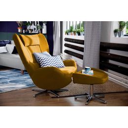 Tom Tailor HOME Loungesessel TOM PURE, mit Metall-Drehfuß in Chrom, gelb