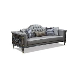 JVmoebel 3-Sitzer Grau Sofa Klassische Couch 3 Sitzer Stoff Design Wohnzimmer