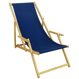 ERST-HOLZ Gartenliege Holz-Liegestuhl mit viel Zubehör nach Wahl Stofffarbe blau