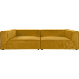 Tom Tailor HOME Big-Sofa BIG CUBE, in 2 Breiten, wahlweise mit Sitztiefenverstellung, Tiefe 129 cm, gelb