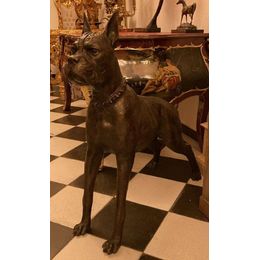 Casa Padrino Dekofigur Casa Padrino Luxus Bronze Skulptur Boxer Hund Bronzefarben 85 x 28 x H. 95 cm