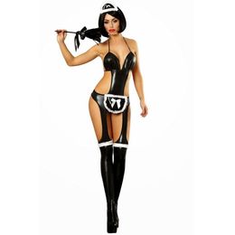Lolitta Kostüm 3-tlg. Dienstmädchen Kostüm Fancy Maid Outfit : Bodystocking mit Schürze