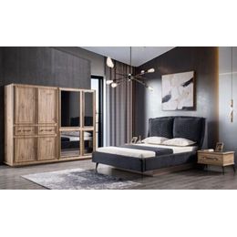 JVmoebel Schlafzimmer-Set Schlafzimmer Set 4-teilig modernes Bett 2 Nachttische Kleiderschrank