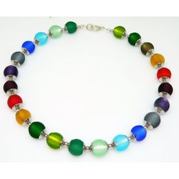 traumschmuck Collier 205e Halskette Lampwork Perlen 14mm mehrfarbig bunt multicolor (Geschenk