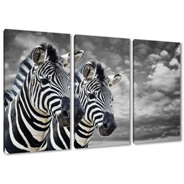 Pixxprint Leinwandbild zwei Zebras