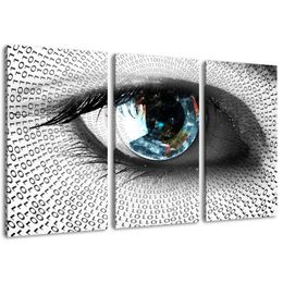 Pixxprint Leinwandbild Auge mit binärem Code