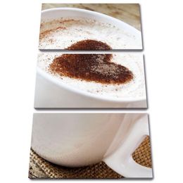 Pixxprint Leinwandbild Kaffe mit Herz