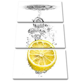 Pixxprint Leinwandbild ins Wasser gefallene Zitrone