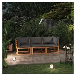 furnicato Garten-Essgruppe 3-Sitzer-Gartensofa mit Auflage Akazie Massivholz