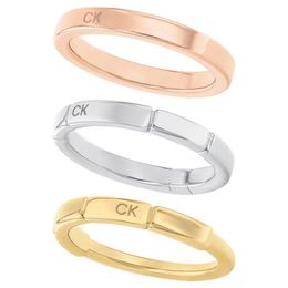 Calvin Klein Ring-Set Multipack Schmuck Edelstahl Fingerringe Ringset Damenringe SQUARES (Set, 3-tlg), gelb|goldfarben