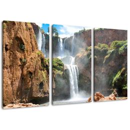 Pixxprint Leinwandbild Spektakulärer Wasserfall