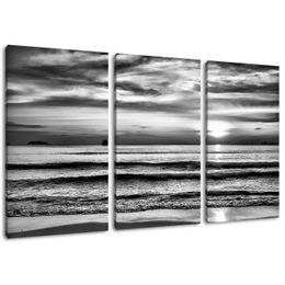 Pixxprint Leinwandbild Malibu Beach Sunrise Water Sand