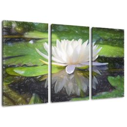 Pixxprint Leinwandbild Weiße Lotusblume im Wasser