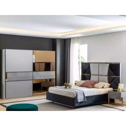 JVmoebel Schlafzimmer-Set Bett 2x Nachttische 4tlg. Set Design Luxus Sets Schlafzimmer Komplett