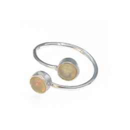 Bella Carina Silberring Ring mit 2 echten Edelopal Steinen verstellbar 925 Silber