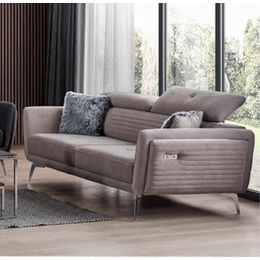 JVmoebel 3-Sitzer Sofa 2-Sitzer verstellbar Moderner Stil mittelweiche graue Textilien