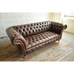 JVmoebel 3-Sitzer Sofa Couch Polster 3 Sitzer Rollen Chesterfield 100% Leder Sofort