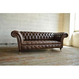 JVmoebel 3-Sitzer Chesterfield Design Polster Couch Leder Sofa Luxus 100% Leder Sofort