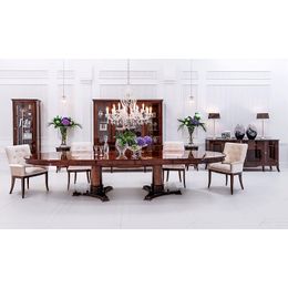 JVmoebel Essgruppe, Design Luxus Tisch Garnitur XXL Holz Tische + 8 Sühle Lehn Stuhl
