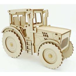 DeColibri Lernspielzeug Bastelset Basteln Kinder Erwachsene Holz Traktor (Bastelset zum Bemalen und Gestalten)