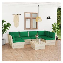 furnicato Garten-Essgruppe 7-tlg. Garten-Sofagarnitur aus Paletten mit Kissen Fichtenholz