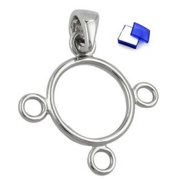 unbespielt Kettenanhänger Charm Anhänger Ring für Einhänger glänzend rhodiniert 925 Silber 21 mm