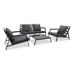 furnicato Garten-Essgruppe 4-tlg. Garten-Lounge-Set mit Auflagen Aluminium Dunkelgrau