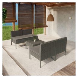 furnicato Garten-Essgruppe 5-tlg. Garten-Lounge-Set mit Auflagen Poly Rattan Grau