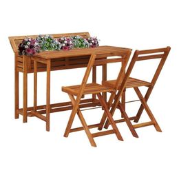 furnicato Garten-Essgruppe Gartentisch mit Hochbeet und 2 Stühlen Massivholz Akazie