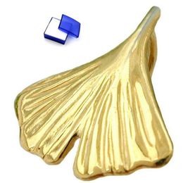unbespielt Kettenanhänger Anhänger Ginkgoblatt glänzend 9 Karat 375er Gold 12 mm inklusive kl. Schmuckbox