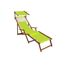 ERST-HOLZ Gartenliege Sonnenliege pistazie Liegestuhl Holz Fußablage Sonnendach Kissen