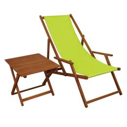 ERST-HOLZ Gartenliege Gartenliege pistazie Sonnenliege Strandstuhl Relaxliege Tisch klappbar