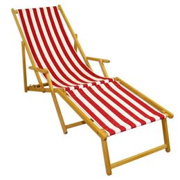 ERST-HOLZ Gartenliege Liegestuhl rot-weiß Strandliege Sonnenliege Relaxliege Deckchair