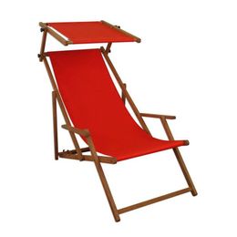 ERST-HOLZ Gartenliege Liegestuhl rot Gartenstuhl Strandstuhl Sonnenliege klappbar Sonnendach