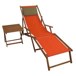 ERST-HOLZ Gartenliege Sonnenliege terracotta Gartenliege Liegestuhl Deckchair Tisch Kissen