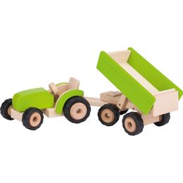 goki Spielzeug-Traktor Traktor grün mit Anhänger