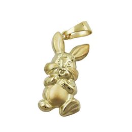 Schmuck Krone Kettenanhänger Anhänger Hase 20x11mm aus 14Kt 585 Gold Gelbgold matt-glänzend