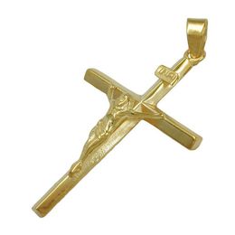 Schmuck Krone Perlenanhänger Anhänger 30x18mm Kreuz mit Jesus 9Kt 375 Gold