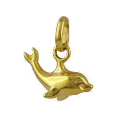 Schmuck Krone Perlenanhänger Anhänger 12x7mm kleiner Delfin glänzend 9Kt 375 Gold