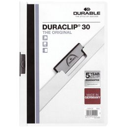 Durable Durable Klemm-Mappe Duraclip Original 30 weiß Wischbezug (schwarze Metallklemme aus Spezialstahl