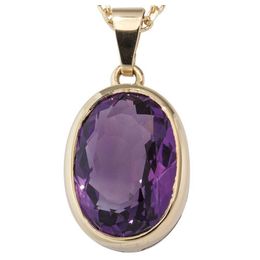 Schmuck Krone Perlenanhänger Anhänger mit Amethyst oval facettiert