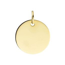 Schmuck Krone Kettenanhänger Anhänger Gravur Gravurplatte Goldanhänger 14mm Kreis aus 585 Gold Gelbgold