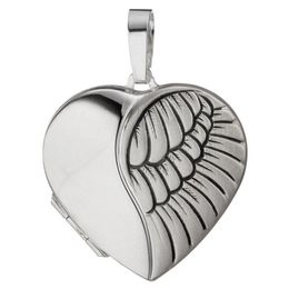 Schmuck Krone Kettenanhänger Medaillon für 2 Fotos Amulett Herz mit Flügel Anhänger zum Öffnen 925 Silber