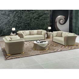 JVmoebel Wohnzimmer-Set Sofa Couch Polster Garnitur 6tlg. Leder Garnituren Couchtisch Tisch