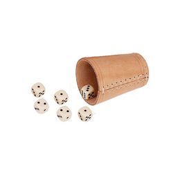 GICO Spiel, Würfelbecher (echt Leder) Standard (9 cm) mit 6